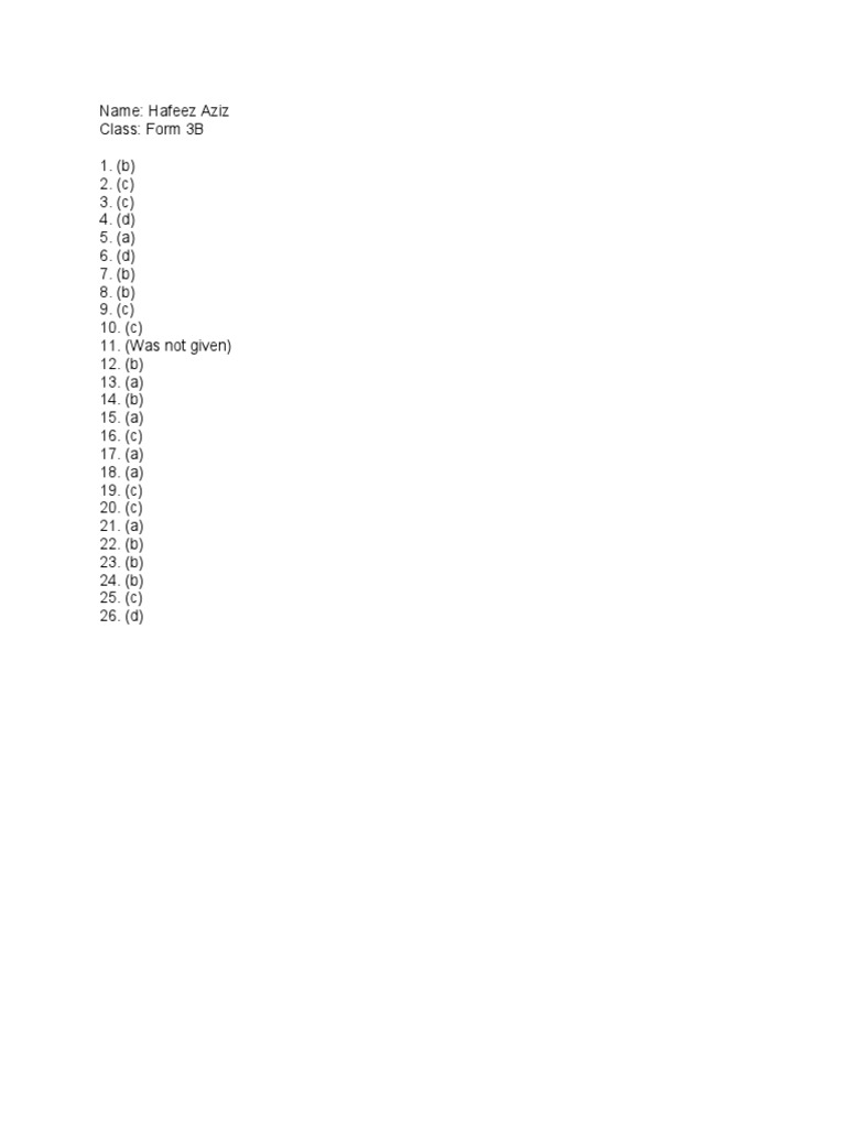 HST Test by Hafeez Aziz Form 3b | PDF