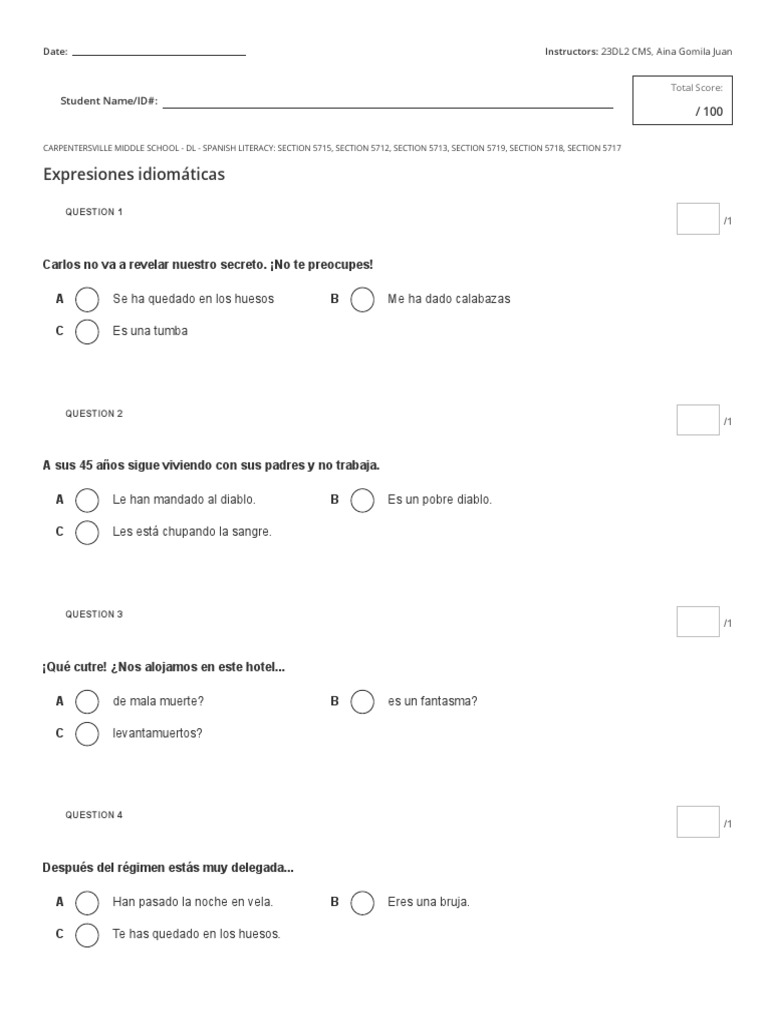 Expresiones Idiomáticas en Español | PDF