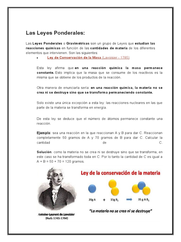 Quimica-Leyes Ponderales | PDF Quimica-Leyes Ponderales | PDF