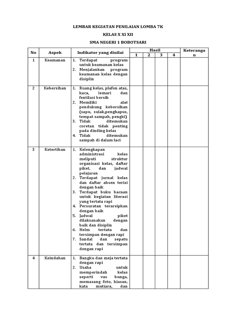 Fix LEMBAR PENILAIAN LOMBA 7K & TATA ATURAN | PDF