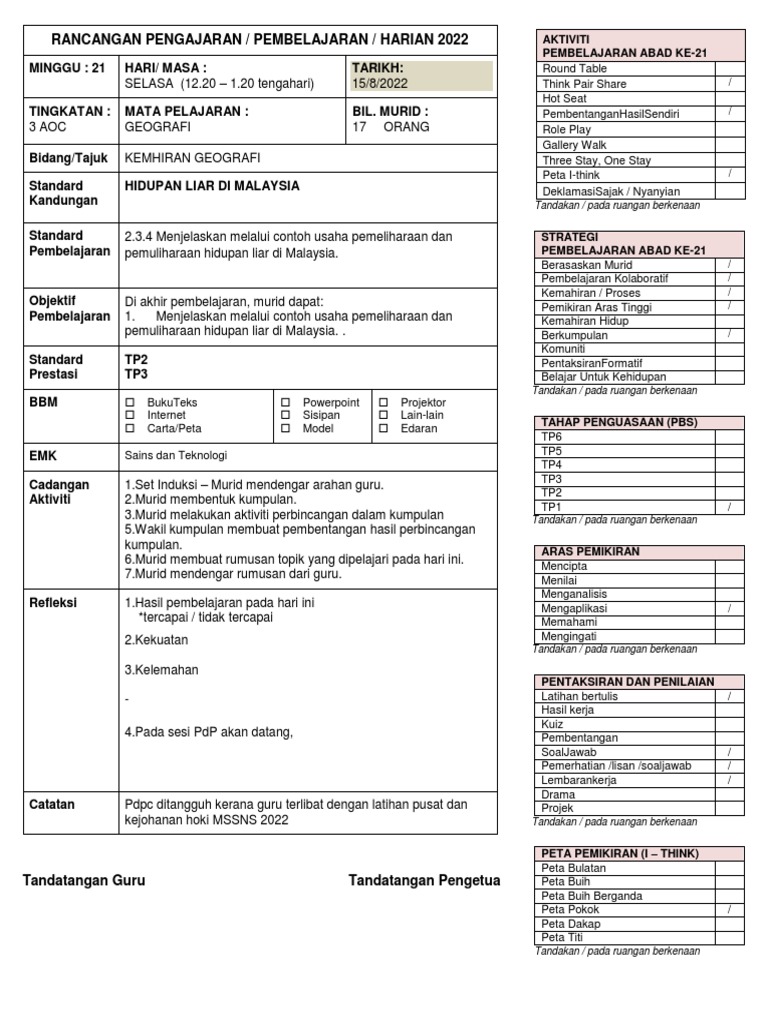 RPH Geo F3 Hidupan Liar Di Malaysia 2022 W22 1 | PDF