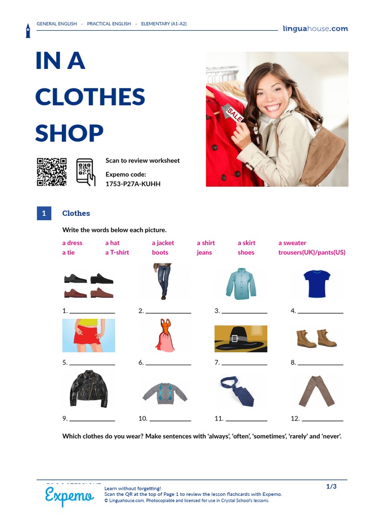 In A Clothes Shop British English Student Ver2 | PDF | Clothing | Fashion