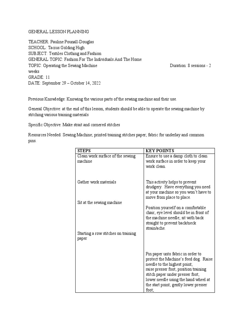 Operating the sewing machine | PDF | Sewing Machine | Sewing