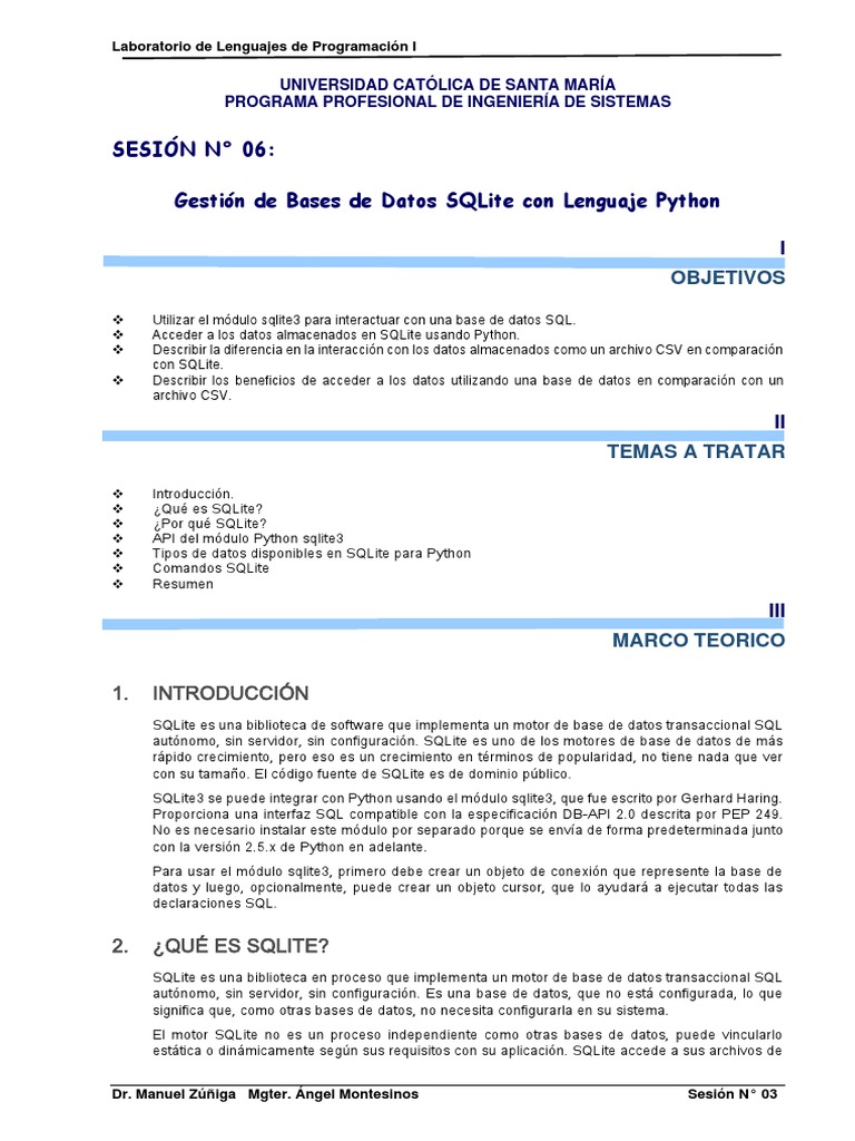 Guía de Prácticas de Lenguajes de Programación N° 06 - 2021 | PDF | SQL | Python (lenguaje de ...
