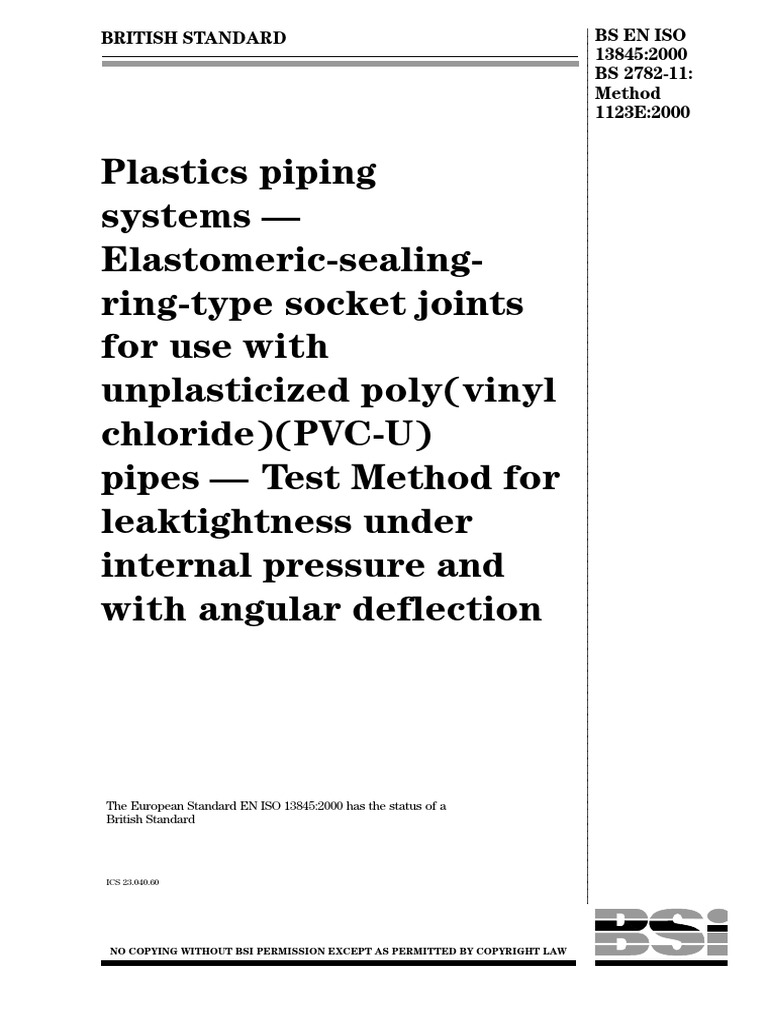 BS en Iso 13845 - 2000 | PDF | Pipe (Fluid Conveyance) | Polyvinyl Chloride