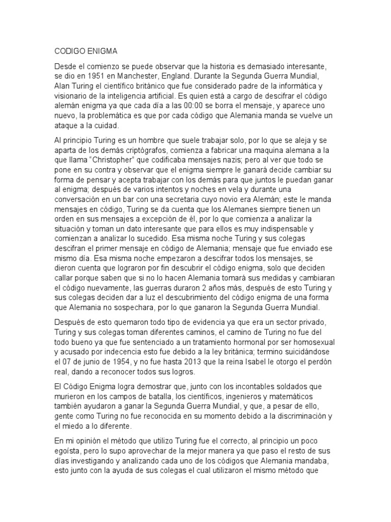 Codigo Enigma | PDF | Alan Turing