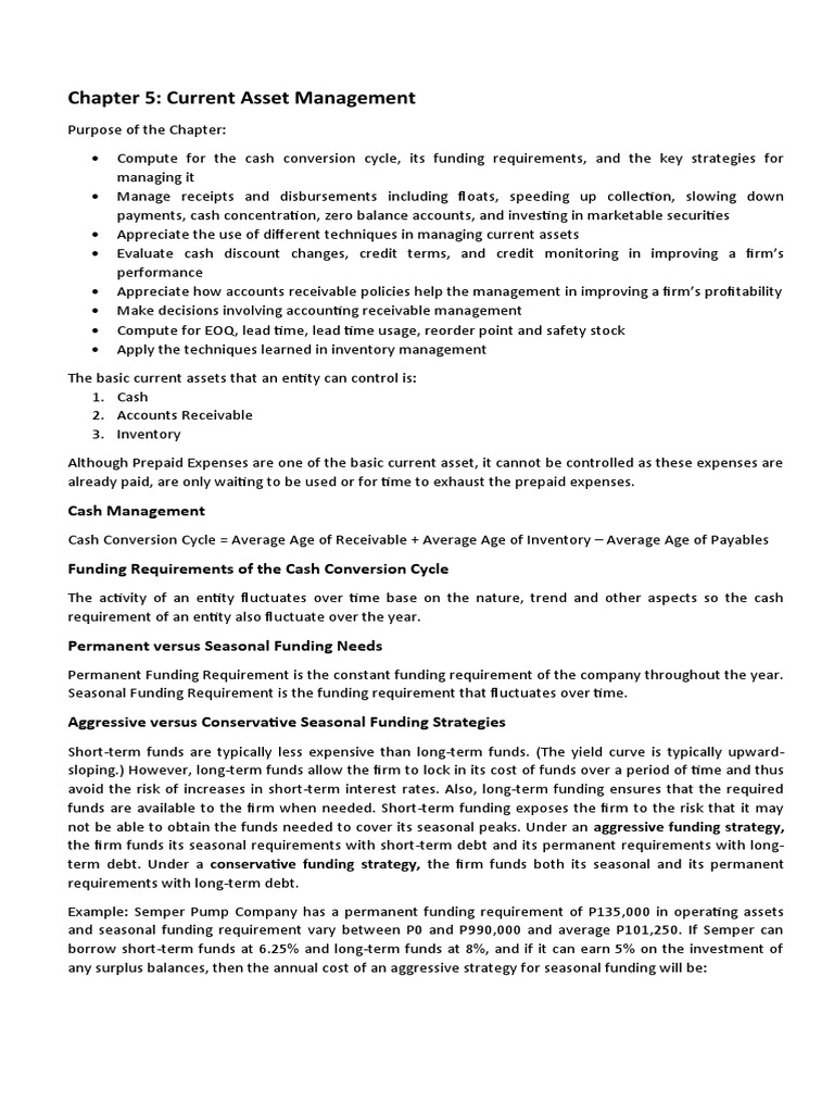 Chapter 5 - Current Asset Management | PDF | Working Capital | Inventory