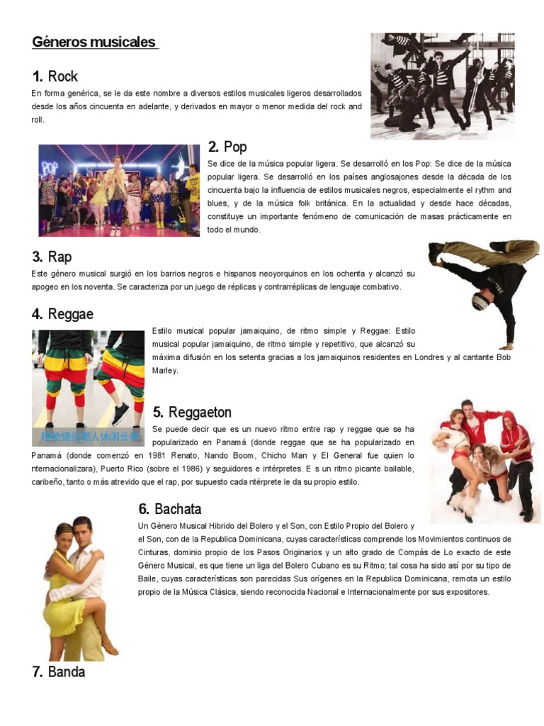 Lista de 10 Generos Musicales Con Definicion | PDF | Subgéneros ...