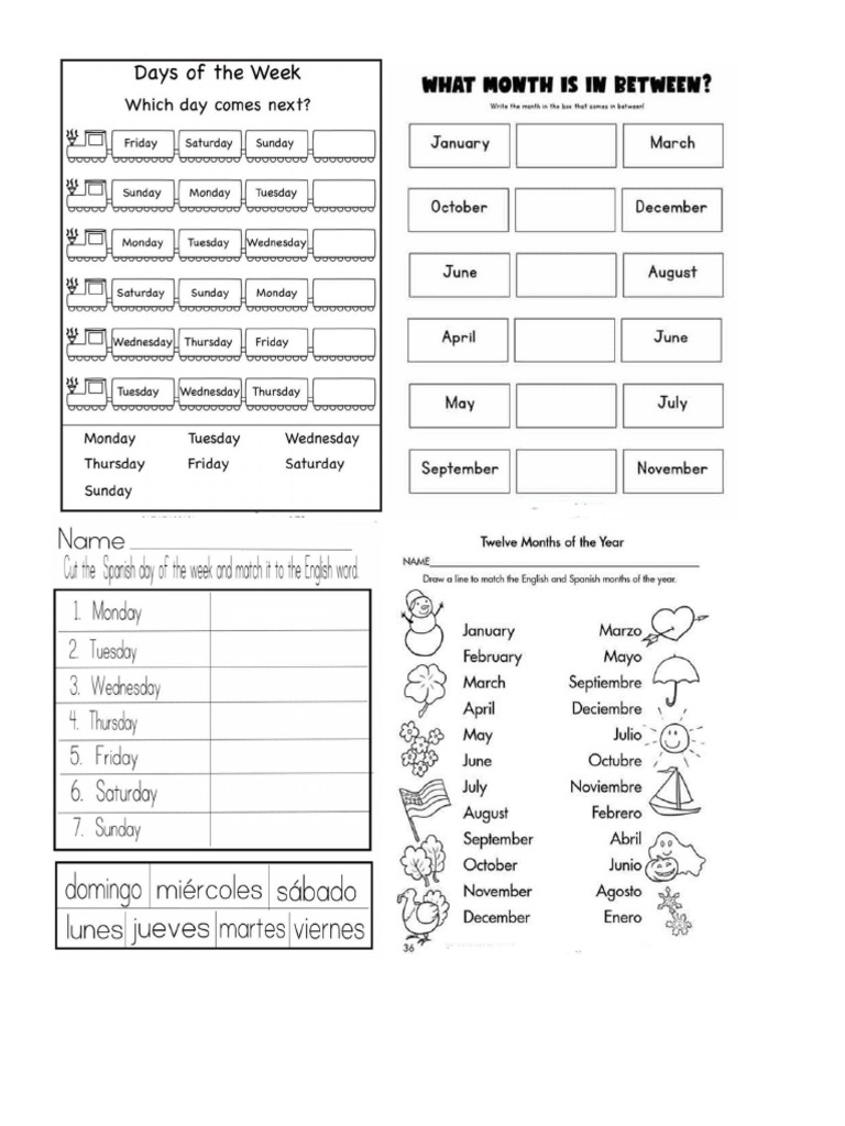 Actividades Numeros Dias y Meses Del Año | PDF