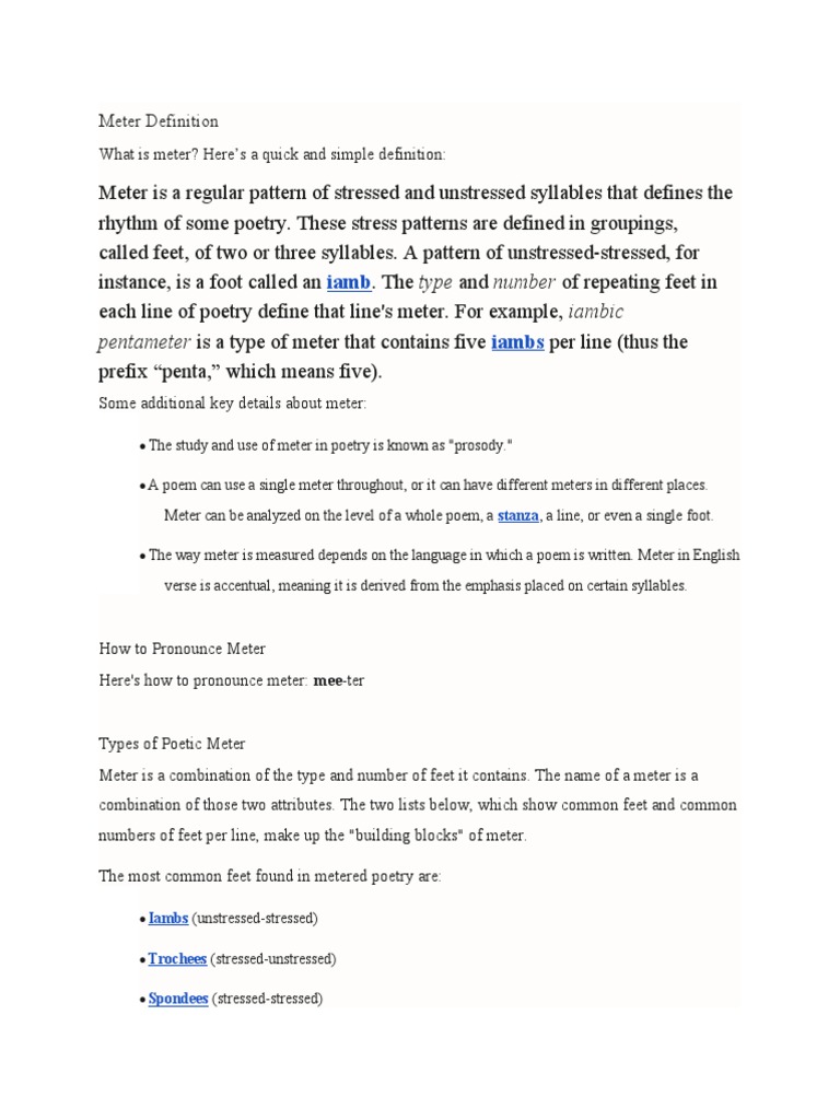 METER | PDF | Metre (Poetry) | Poetry