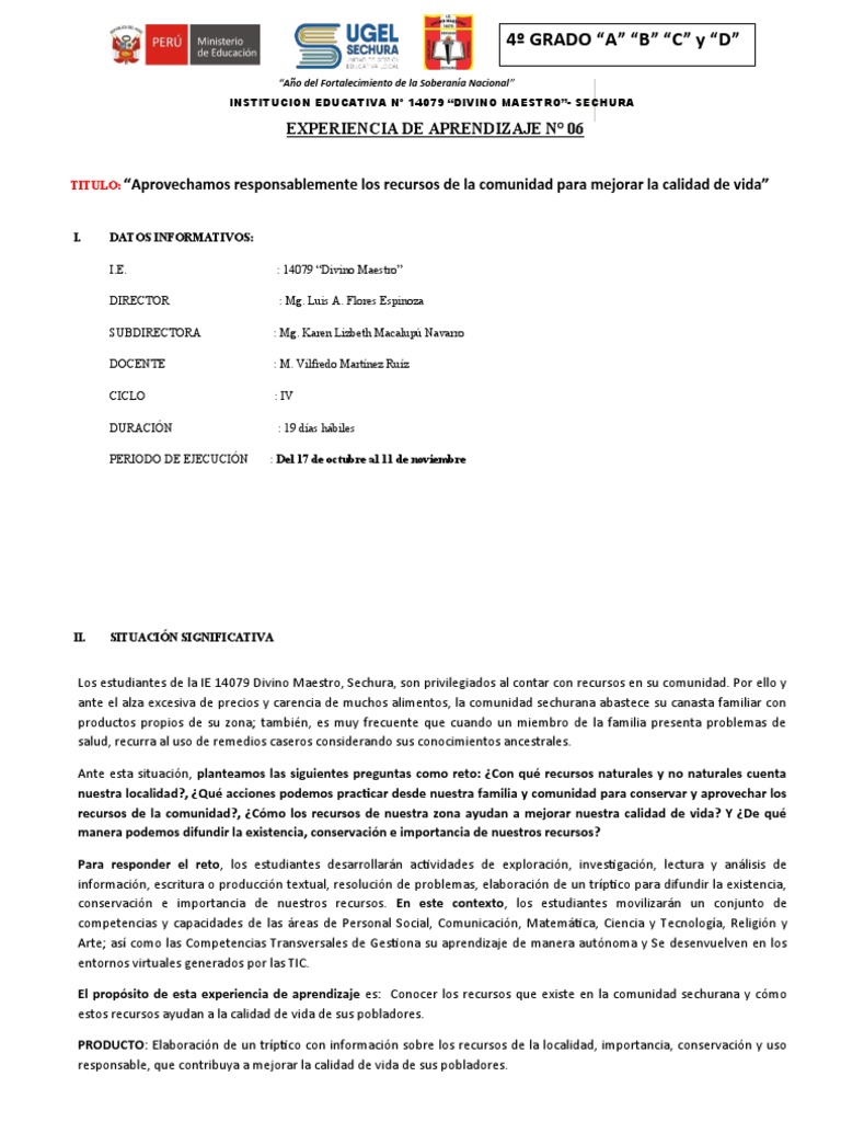 Experiencia de Aprendizaje #06 | PDF | Geometría | Evaluación