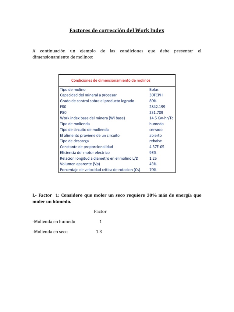 Factores de Correccion Del Work Index | PDF