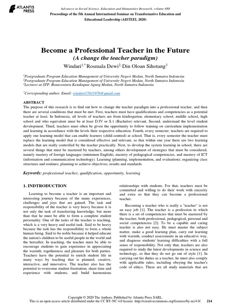 Become A Professional Teacher in The Future | PDF | Teachers | Learning