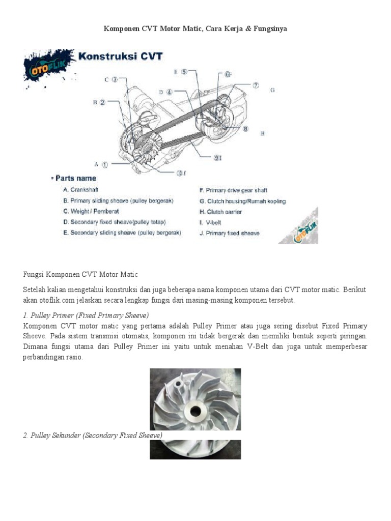 Komponen CVT Motor Matic | PDF