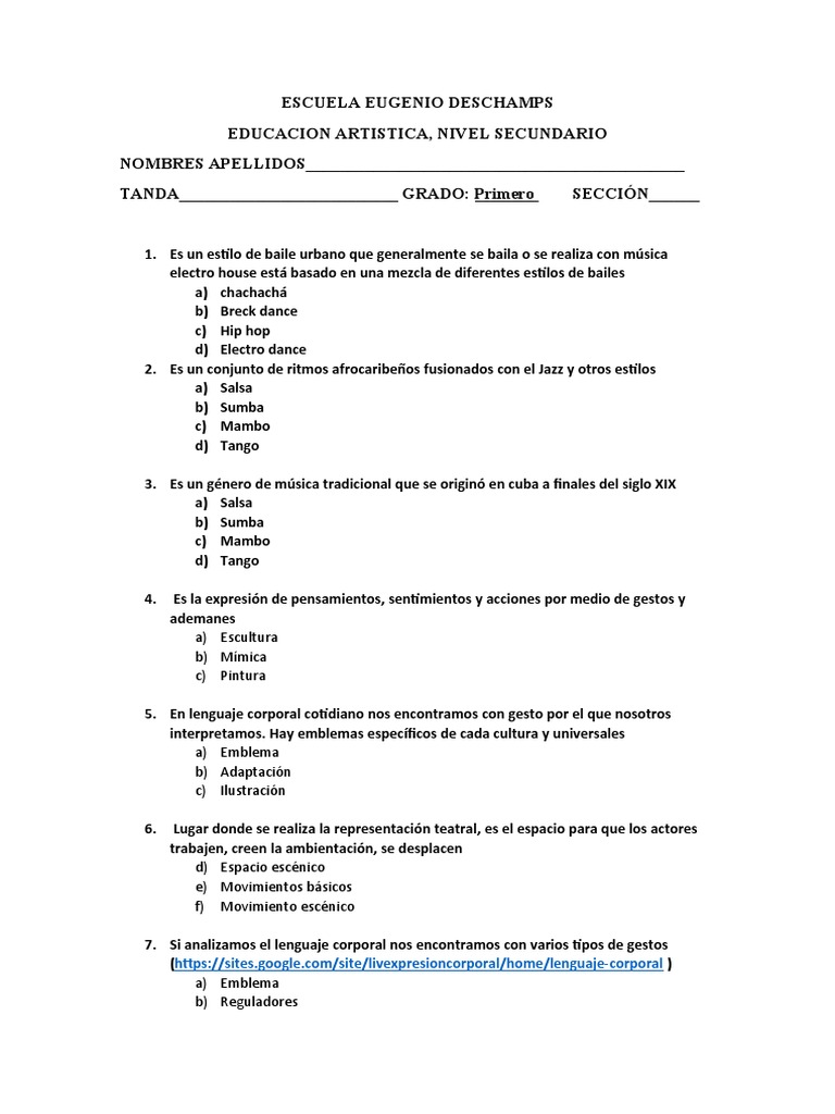 Evaluacion Diagnostica de Educacion Artistica 2do | PDF Evaluacion Diagnostica de Educacion Artistica 2do | PDF