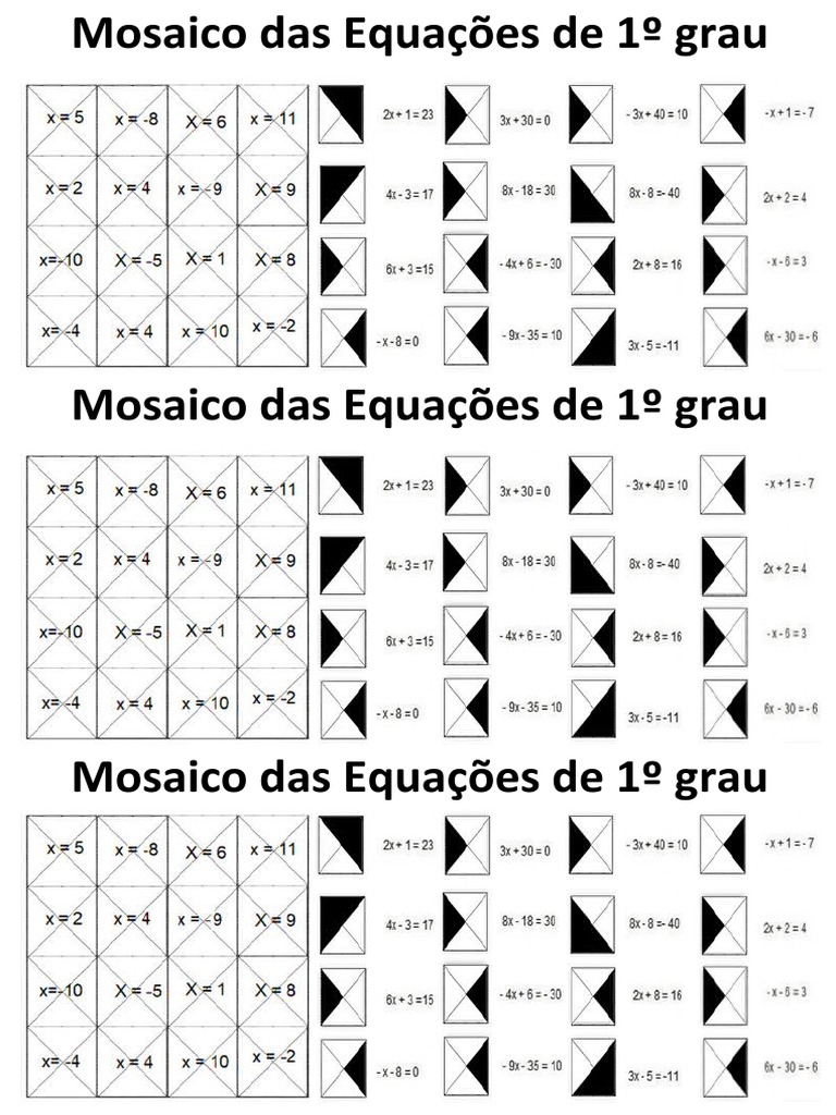 Mosaico de Equações Do 1º Grau | PDF