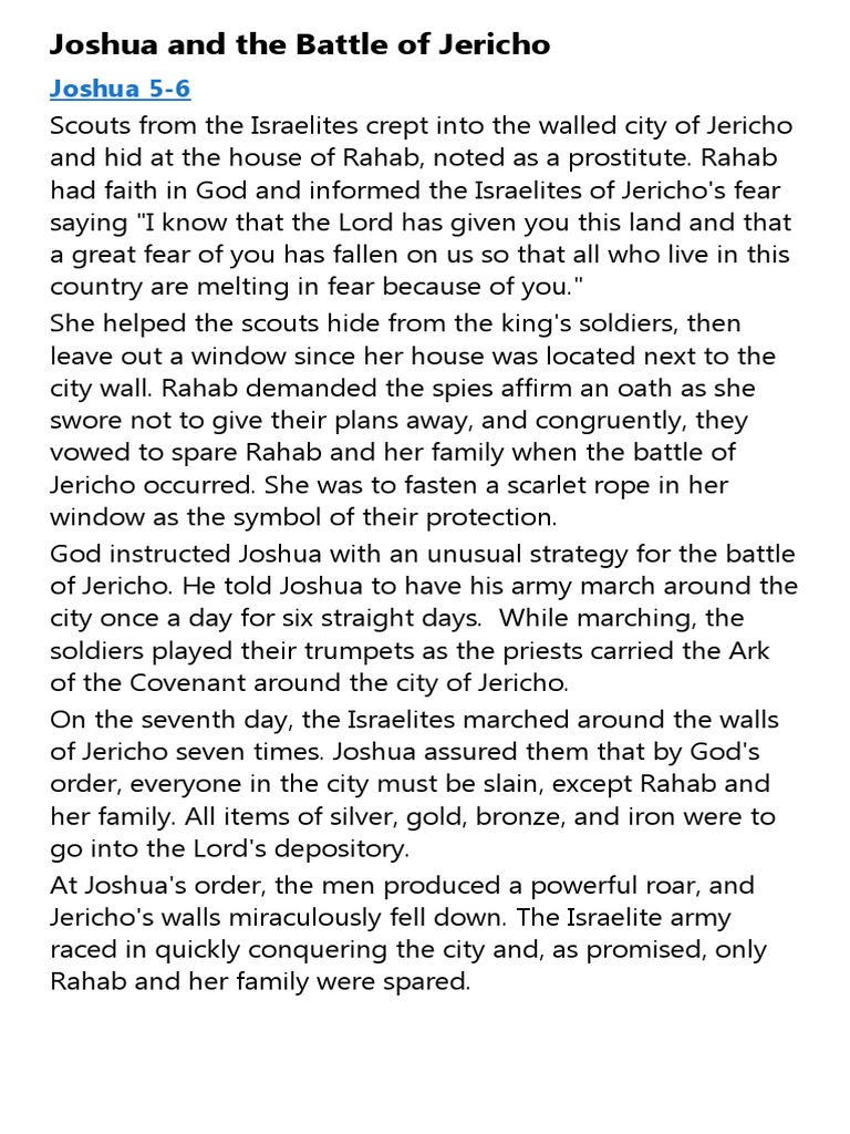 Joshua and The Battle of Jericho | PDF