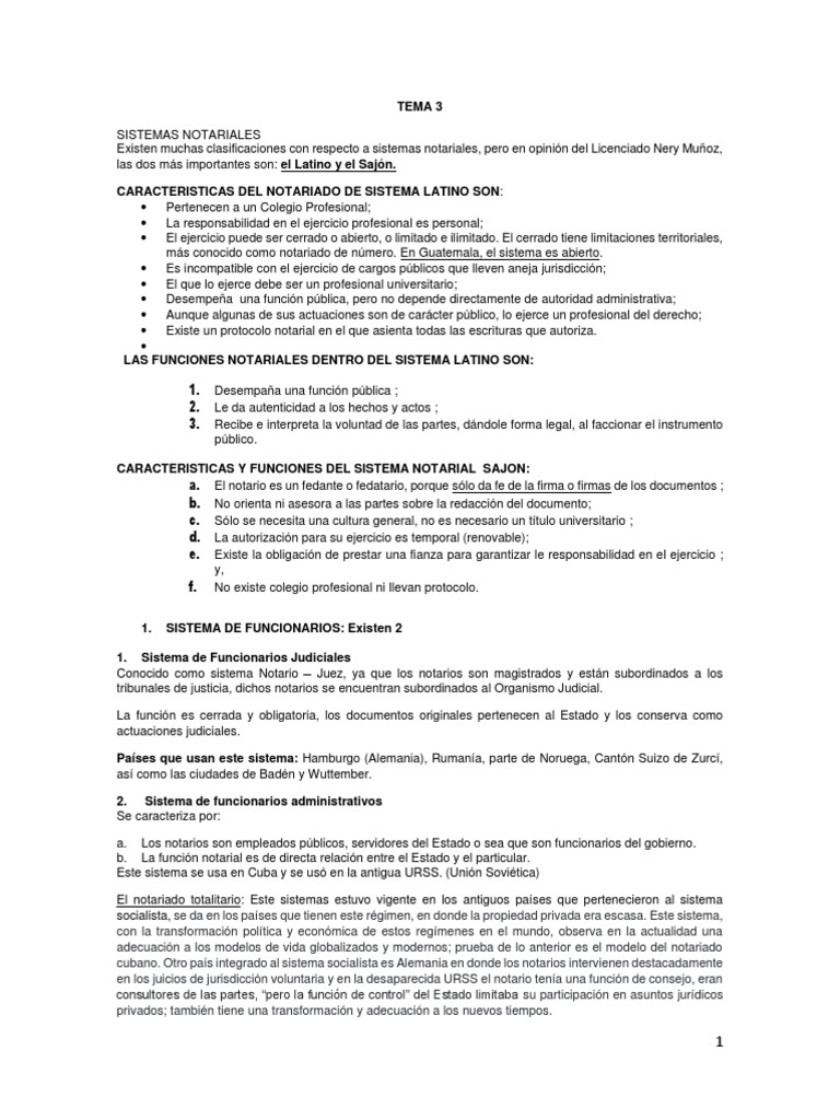 Tema 3 Los Sistemas Notariales | PDF Tema 3 Los Sistemas Notariales | PDF