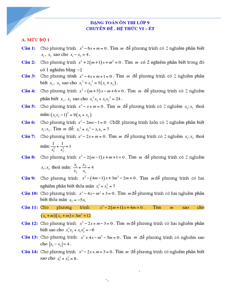 Chuyen de Vi Et Luyen Thi Vao Lop 10 Mon Toan Tmot0 | PDF