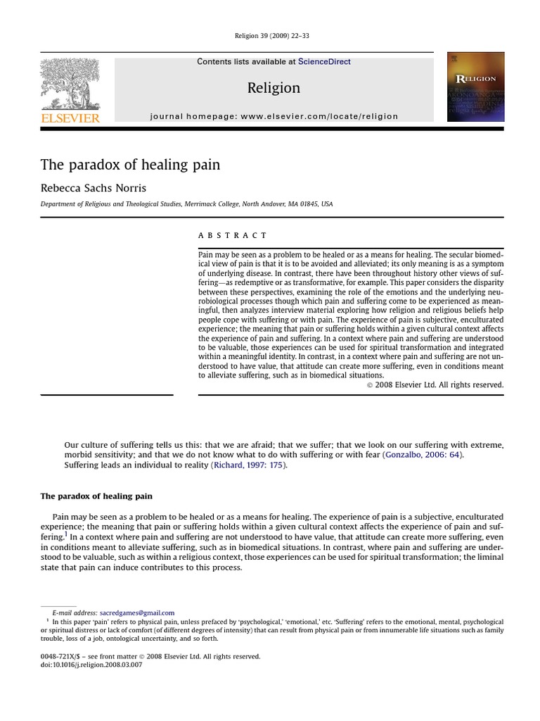The Paradox of Healing Pain | PDF | Pain | Experience