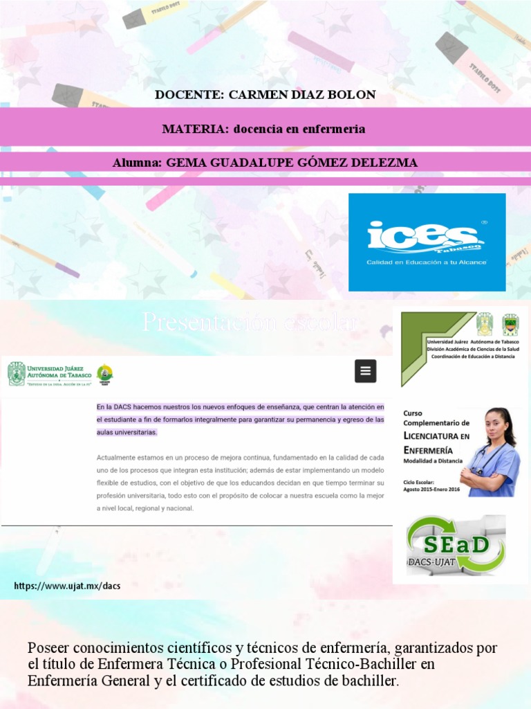 Docencia en Enfermeria Presentación Escolar Dacs | PDF | Enfermería