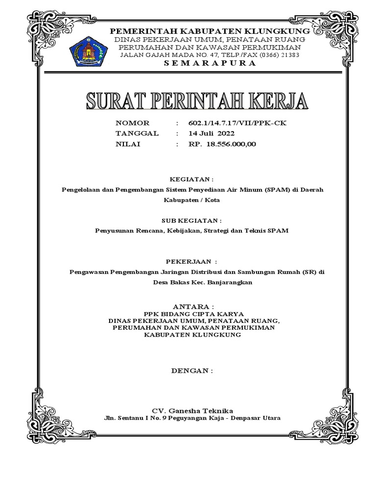 Pengawasan Jaringan Air Desa Bakas | PDF