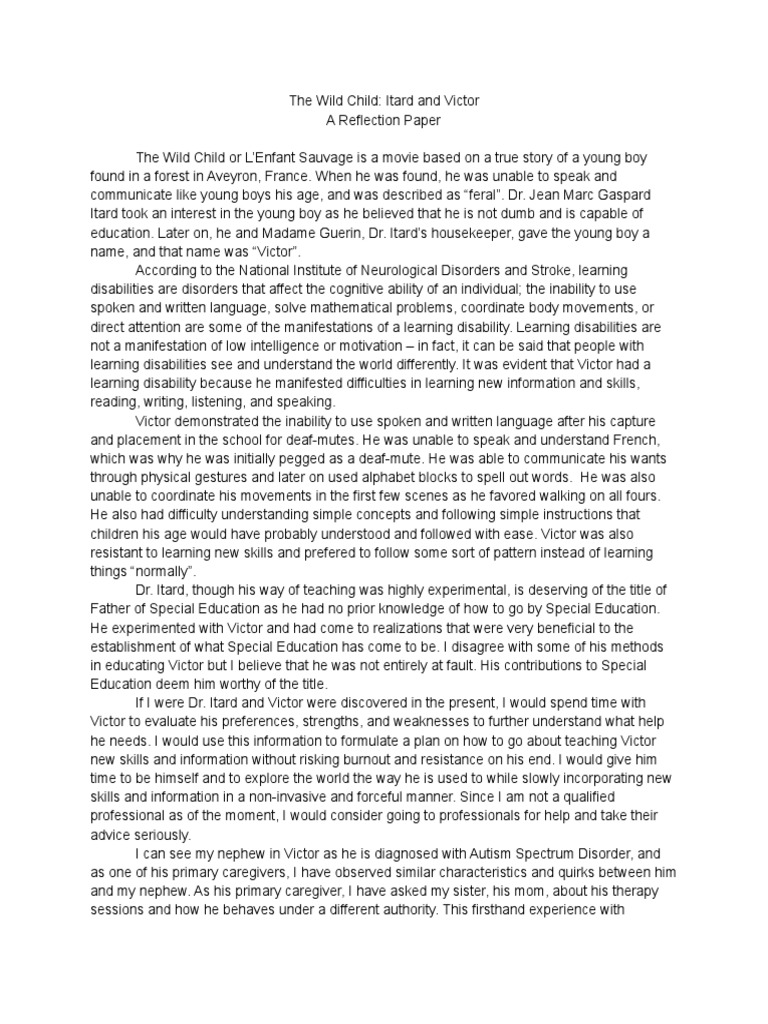 Evaluating Victor's Learning Disability: Insights into Dr. Itard's ...