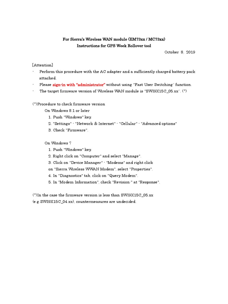 73xx GPS Rollover 2019 Tool v1.00 en | PDF | Computers | Technology & Engineering