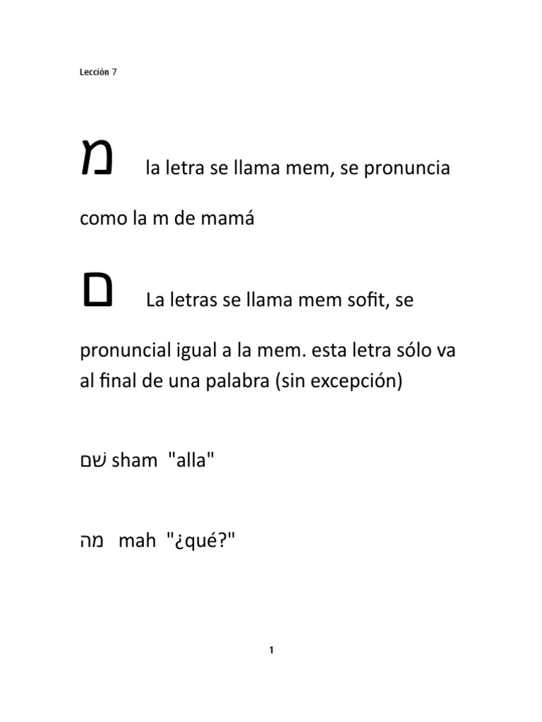 Letras Sofit y Pronunciación Hebrea | PDF | Canaán | Ortografía