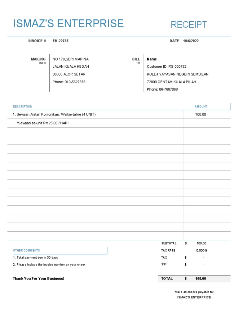 Contoh Resit | PDF | Receipt | Business