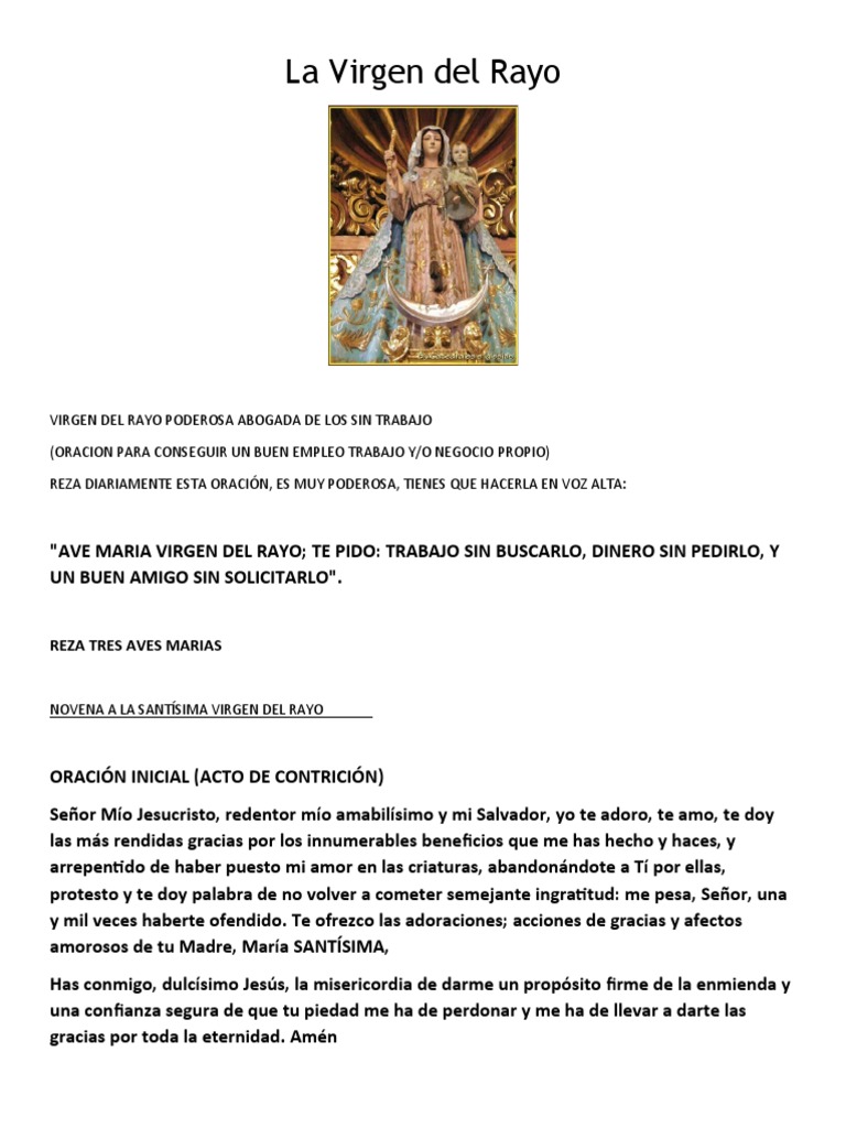 La Virgen Del Rayo | PDF | María, madre de Jesús | Oración
