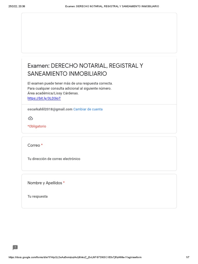 Examen - Derecho Notarial, Registral y Saneamiento Inmobiliario | PDF | Derecho Civil (Common ...