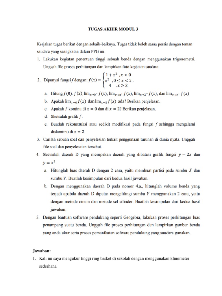 TUGAS AKHIR Modul 3 KALKULUS DAN TRIGONOMETRI | PDF