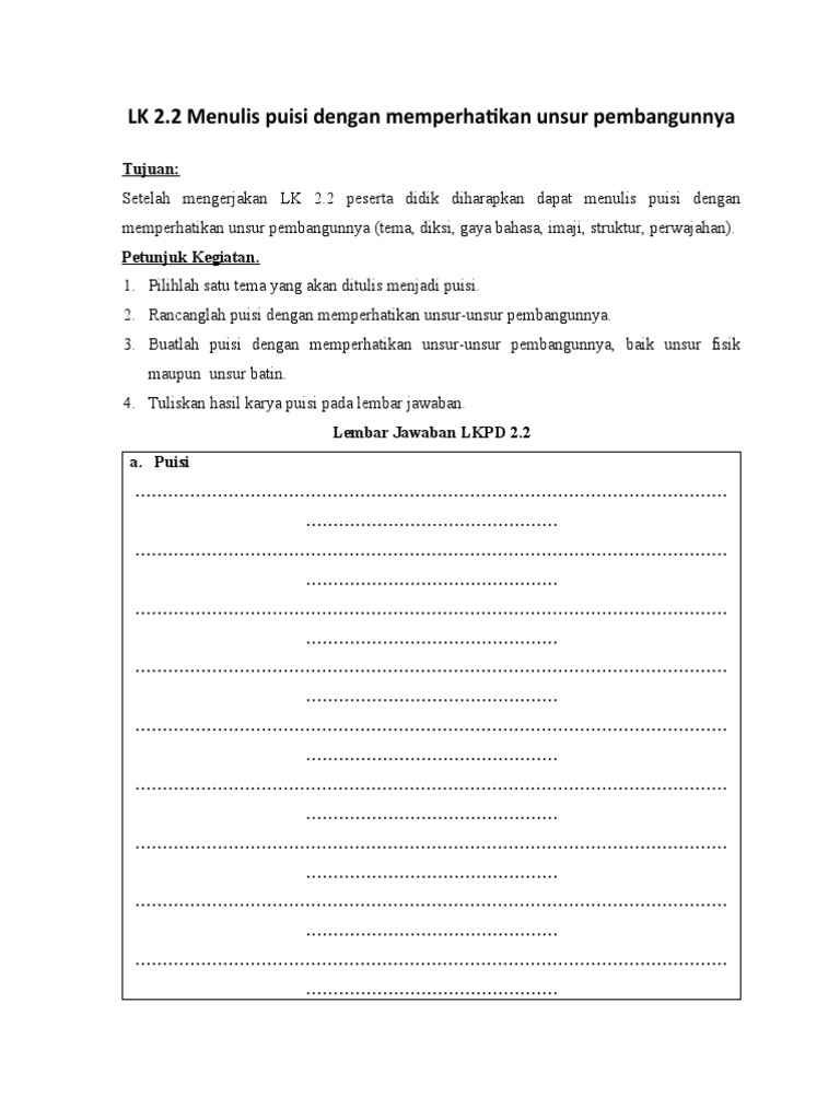 LK 2 - 2 - Menulis Teks Puisi | PDF