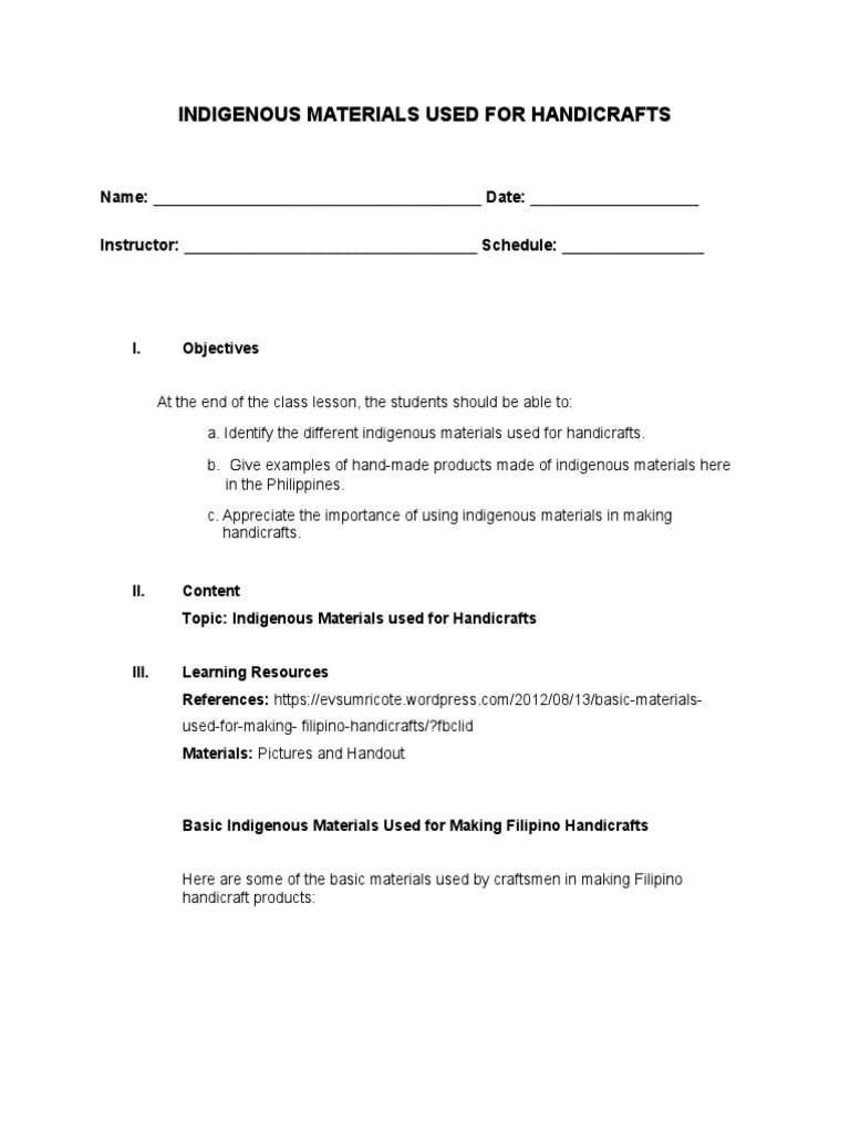 Indigenous Materials for Handicrafts | PDF | Coconut | Plants