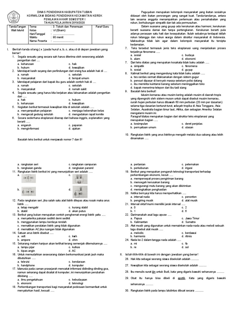 Soal Pas Kelas Vi Tema 3 | PDF