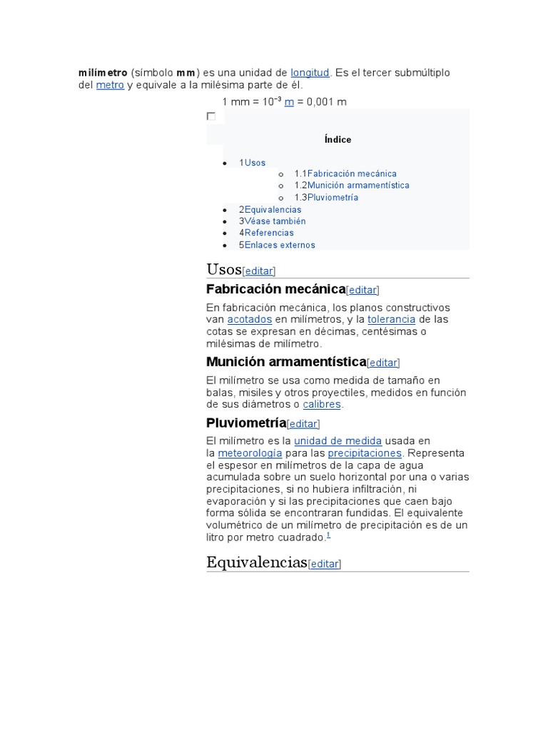 Milímetro | PDF | Metrología | Metro