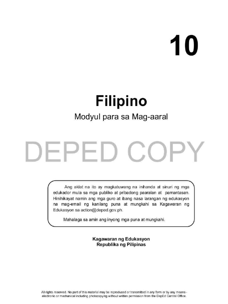 Deped Grade-10-Filipino-Module-1st-Quarter | PDF