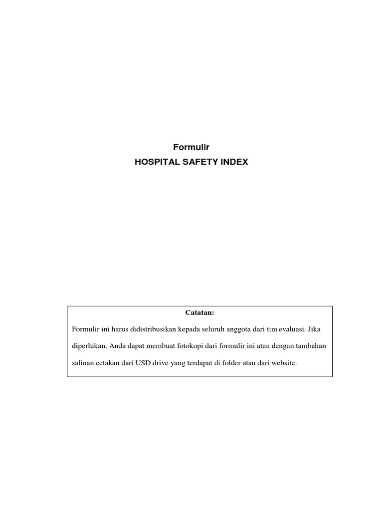 Hospital Safety Index REFISI INDONESIA | PDF