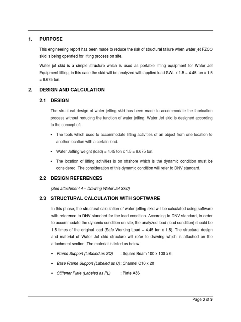 Engineering Report Structural Analysis For Skid | PDF | Structural Analysis | Engineering