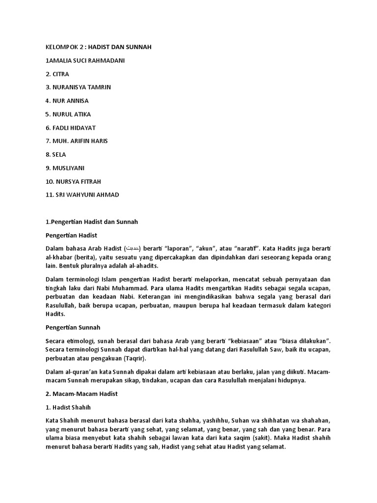 Hadist dan Sunnah dalam Islam | PDF | Agama & Spiritualitas