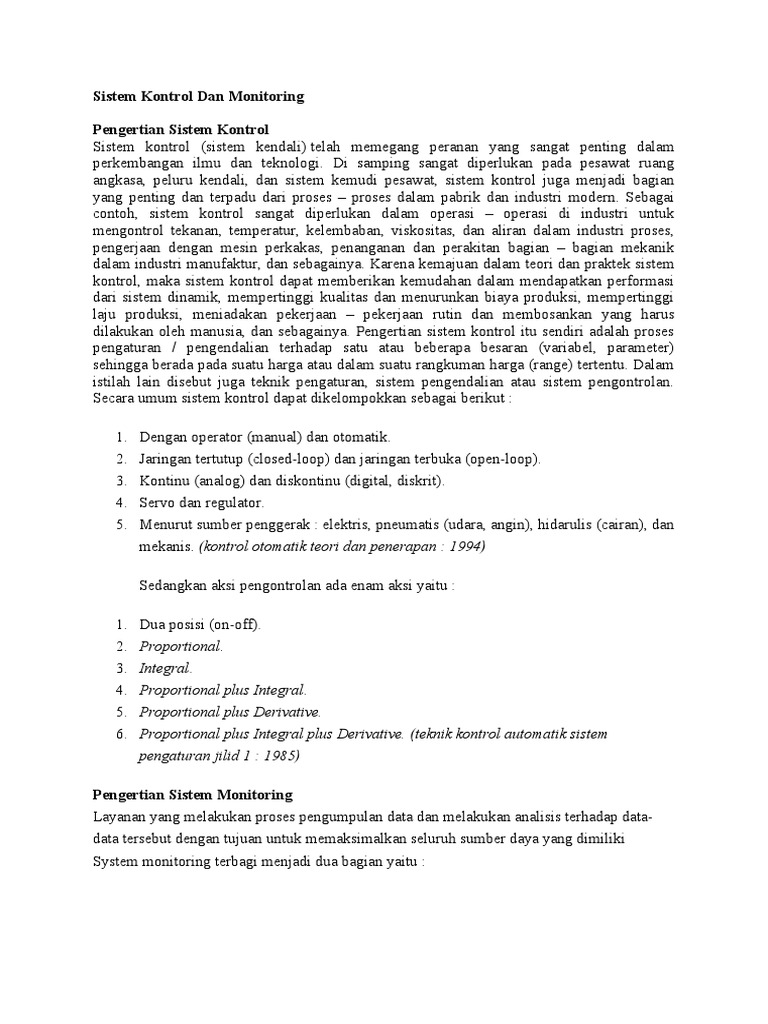 Sistem Kontrol Dan Monitoring Pdf