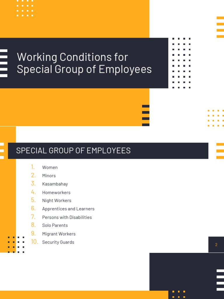 Working Conditions For Special Group of Employees | PDF | Employment ...