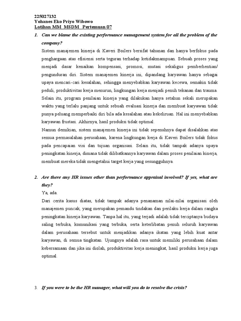 Tugas MSDM - Pertemuan 7 | PDF