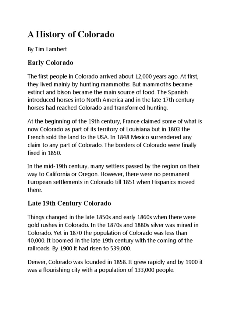 History of Colorado | PDF | Colorado | North America