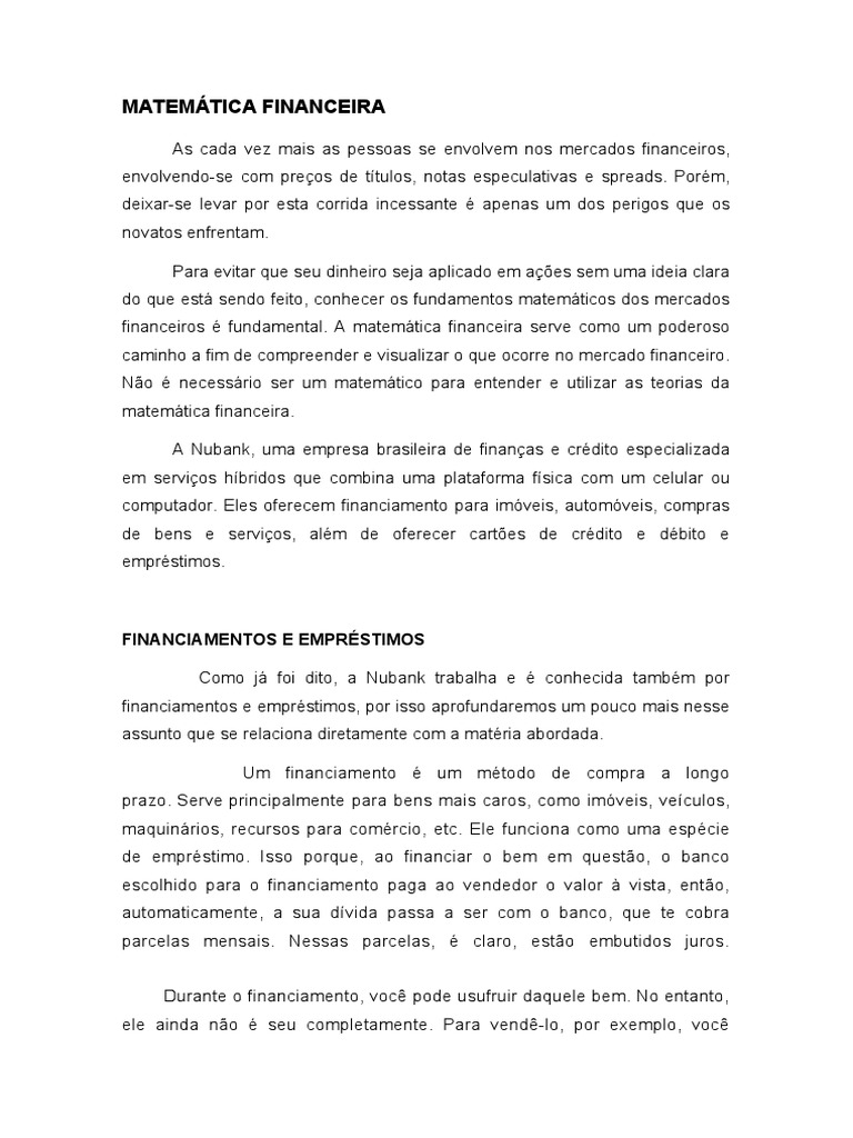 Fundamentos da Matemática Financeira | PDF | Empréstimos | Juros