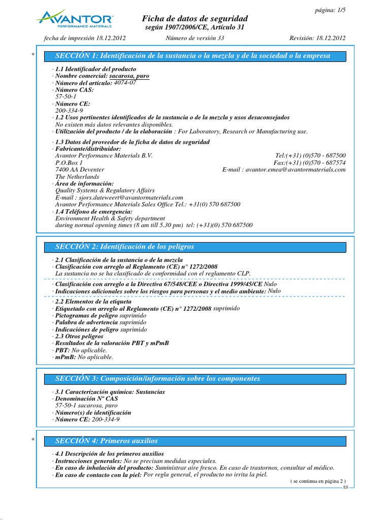 Sacarosa en Cristal - JT Baker | PDF