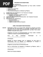 Program For Investiture Tagalog Version Script and Spiel 1 | PDF