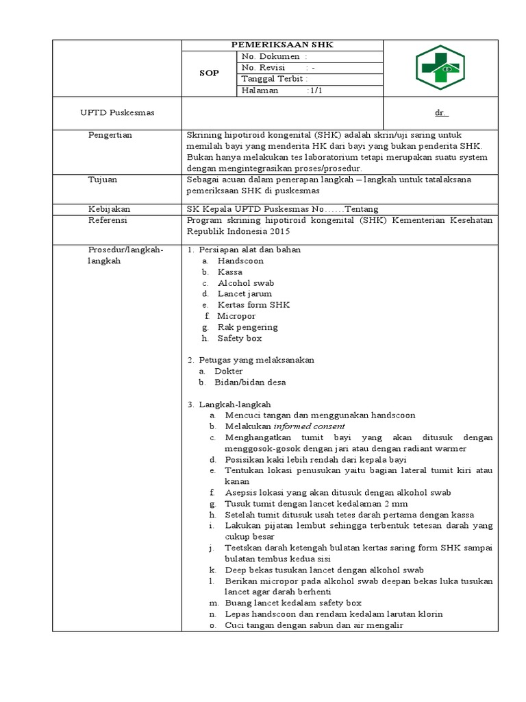 Via SOP PEMERIKSAAN SHK 2 | PDF