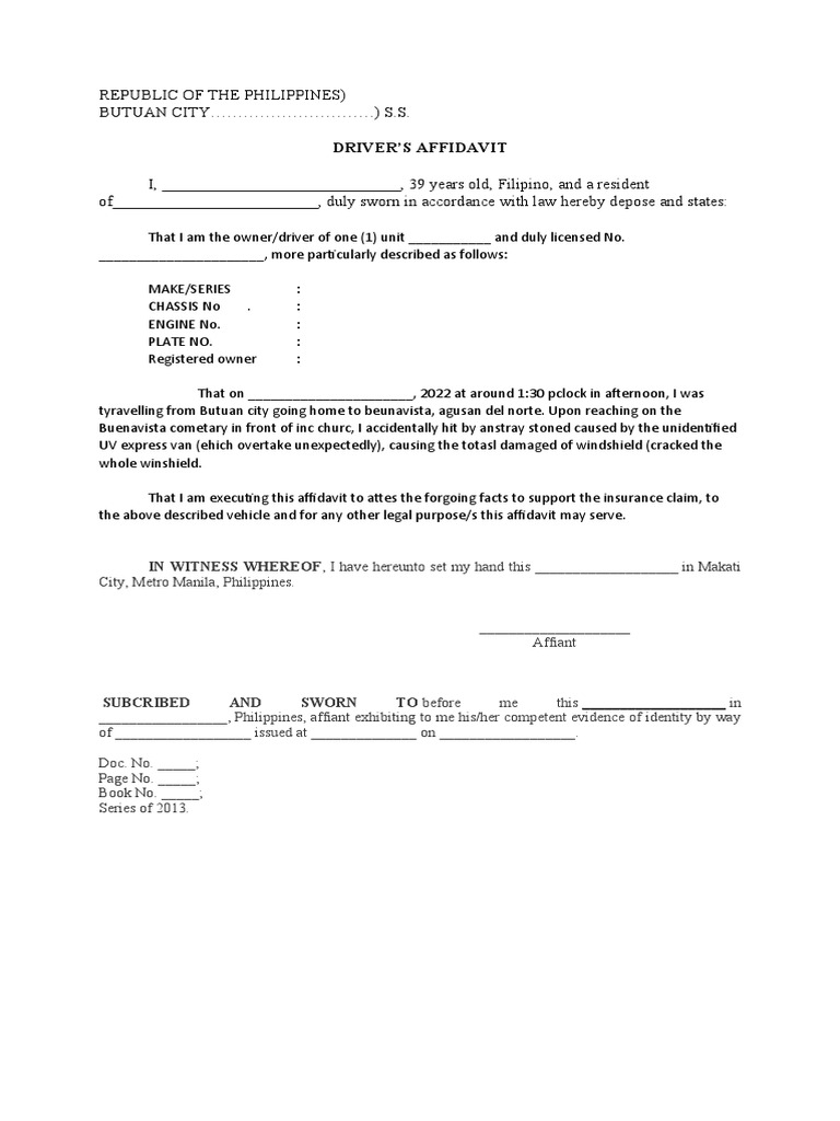 Drivers Affidavit | PDF